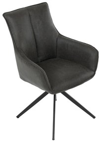 AUTRONIC Jídelní židle šedá látka, otočný mechanismus 360°, černý kov