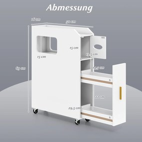 Costway Malá koupelnová skříňka 16 cm úzký organizér s výsuvnou
