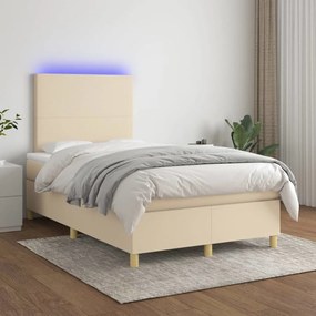 vidaXL Box spring postel s matrací a LED 120 x 200 cm textil [3135262] Barva: krémová