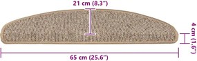 Schodové rohože 15 ks 65 x 21 x 4 cm hnědé, půlkulaté, velké 149855