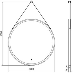 Mexen Reni, LED koupelnové zrcadlo s podsvícením 80x80 cm, 6000K, černý rám, ochrana proti zamlžování, 9812-080-080-611-70