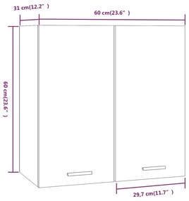 Závěsná skříňka kouřový dub 60 x 31 x 60 cm kompozitní dřevo - Default Title