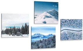 Set obrazů krásy zasněžené přírody - 4x 60x60 cm