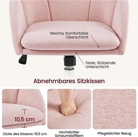 Kancelářská židle Yaheetech – světle růžová, 60 cm (šířka) × 61 cm (hloubka) × 72 cm – 81,5 cm (výška) (267591769238)