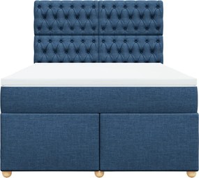 Box spring postel s matrací modrá 140x200 cm textil 3293616