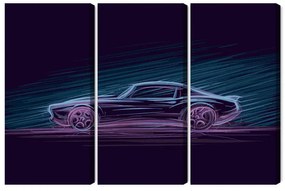 Vícedílný obraz Neonové Svalové Auto Nedostatek Nedostatek Plátno Canvas 180x120