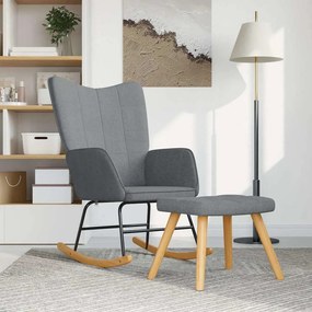 Houpací křeslo se stoličkou světle šedé textil 328018