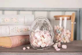 Skleněná dóza s víkem ve tvaru vejce – Ø 9*12 cm