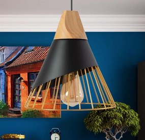 Toolight - závěsná stropní zrcadlová lampa APP224-1CP, černá-zlatá, OSW-00891