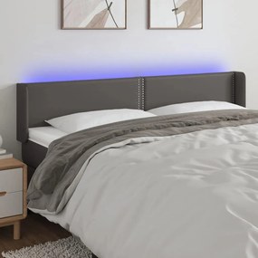 Čelo Postele S Led Hnědé Umělá Kůže Šedá 203 x 16 x 78/88 cm
