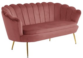 Tempo Kondela Luxusní pohovka, 3-sed, růžová Velvet látka / chrom zlatý, styl Art-deco, NOBLIN