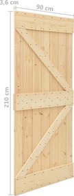 vidaXL Posuvné dveře s kováním 90 x 210 cm masivní borovice [3092501] Barva: Hnědá
