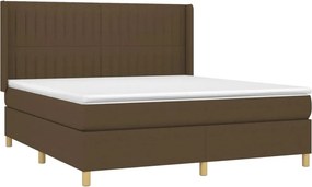 Box spring postel s matrací a LED tmavě hnědá 160x200 cm textil 3139048