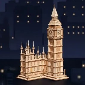 RoboTime dřevěné 3D puzzle hodinová věž Big Ben svítící / od 14 let /