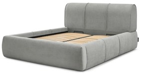 Světle šedá čalouněná dvoulůžková postel s úložným prostorem s roštem 160x200 cm Vernon – Bobochic Paris