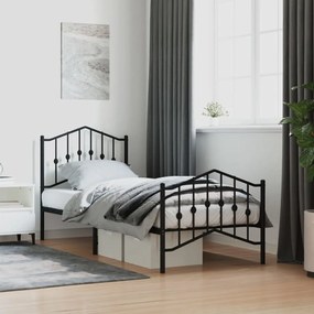 vidaXL Kovový rám postele s hlavovým a nožním čelem 80 x 200 cm [373847] Barva: Černá