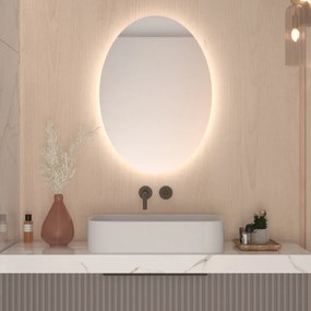 Oválné zrcadlo do koupelny s LED osvětlením A12 50x70