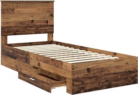Rám postele s čelo Staré dřevo 90 x 190 cm Kompozitní dřevo 3409701