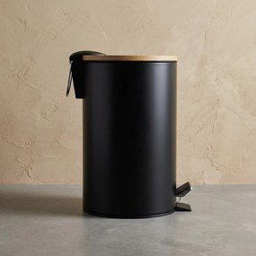 Odpadkový koš do koupelny s bambusem ZETRU, 3 l, černý