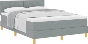 Postel s boxspringem s čelo Světle šedá 160 x 200 cm textil 3339007