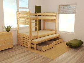 Patrová postel s výsuvnou přistýlkou PPV 021 90 x 200 cm - přírodní
