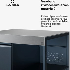 Klarstein WaldChef úložná skříňka | Pracovní deska z nerezavějící oceli | Odolná vůči povětrnostním vlivům | 90 x 90 cm