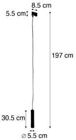 Designové závěsné svítidlo bílé vč. adaptéru pro lištu 3-fázové - 3-Phase Tuba Small