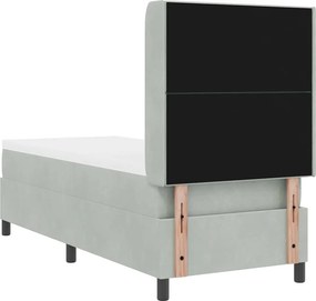 Postel s boxspringem s čelo Světle šedá 80 x 200 cm samet 3342032