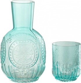 Skleněná tyrkysová sada karafa a sklenice Maya – 11*11*21,5 cm / 750ml
