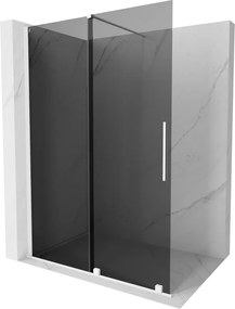 Mexen Velar, sprchová zástěna s posuvnými dveřmi Walk-in 150 x 200 cm, 8mm šedé sklo, bílá matná, 871-150-000-43-20