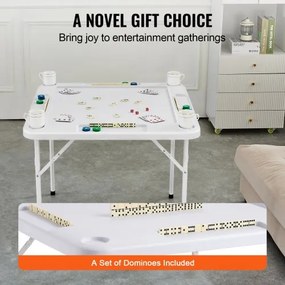 Stůl Mahjong skládací stolek na karty pro 4 hráče a 4 držáky na pohárky na žetony