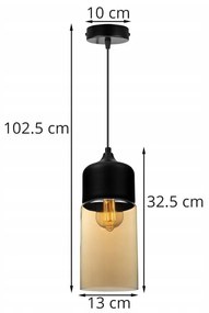 Závěsné svítidlo OSLO 2, 1x černé/medové skleněné stínítko
