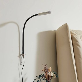 Lindby Flexola LED lampa na čtení, nikl, kulatá, železo, zástrčka