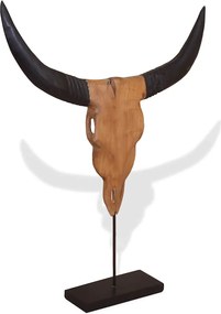 Socha býčí lebky z teakového dřeva 66x15x88 cm 244566