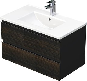 Koupelnová skříňka s umyvadlem SAT Cube Way 80x47,5x46 cm hnědá mat CUBE3D802ZHMOD