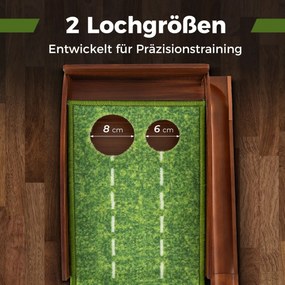 Costway Golfová podložka na patování s 2 jamkami a 3 golfovými míčky a umělým