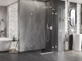 Mexen Lunar, pravostranný výklopný sprchový kout 90 x 90 cm, 8mm čiré sklo, bílý profil, 834-090-090-20-00-P