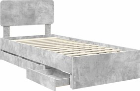 Rám postele s čelo Betonově Šedá 90 x 200 cm Dřevěný materiál 3412223