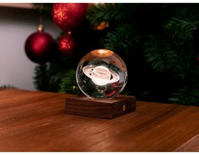 Tmavě hnědá LED stmívatelná stolní lampa z ořechového dřeva se skleněným stínidlem (výška 12 cm) Amber – Gingko