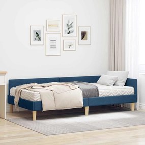 Rohový rám postele s matrací Jiný s čelo 2 ks Modrá textil 3393684