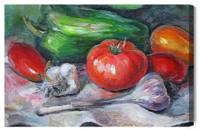 Obraz Malované Zátiší, Zelenina Nedostatek Nedostatek Plátno Canvas 90x60