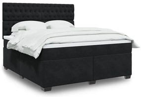 Box spring postel s matrací černá 180x200 cm samet 3293286