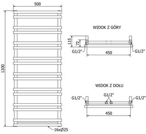 Mexen Saturn topné těleso 1200 x 500 mm, 409 W, černá, W108-1200-500-00-70