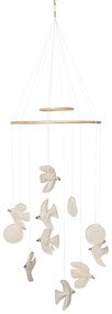 Ferm Living Závěsný kolotoč Swif Bird Undyed, krémová barva, textil