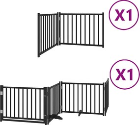 Zábrana pro psy s dvířky skládací 6 panelů černá 480 cm topol 3155737