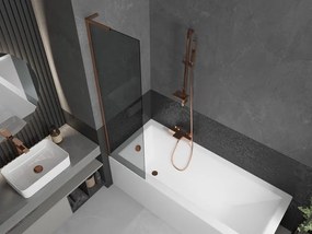 Mexen Next L, 1-křídlová vanová zástěna 50 x 150 cm, 6mm šedé sklo, růžové zlato profil, 895-050-000-03-40-60