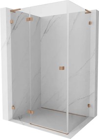 Mexen Lunar L, sklápěcí sprchový kout levý 70 x 80 cm, 8mm čiré sklo, měděný matný profil, 834L-070-080-65-00-L