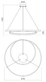 Redo 01-1795 závěsné LED stmívatelné svítidlo Torsion matně bílé, 35W, 3000K, ø74cm