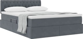 Postel s úložným prostorem s čelo Tmavě šedá 140 x 190 cm samet 3370816