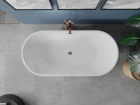 Mexen Luna, volně stojící vana 180 x 80 cm, bílá-černá, růžové zlato přepad, 52031808075-60